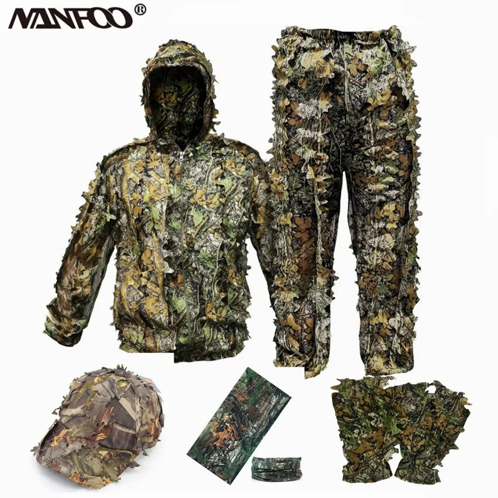 Breathable 3D Leaf Bionic Camouflage Hunting Ghillie Suit For Adults ...