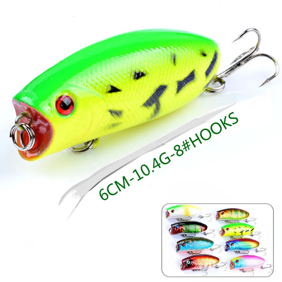 Floating Topwater Popper Crankbait Fishing Lures Hard Bait Artificial ...