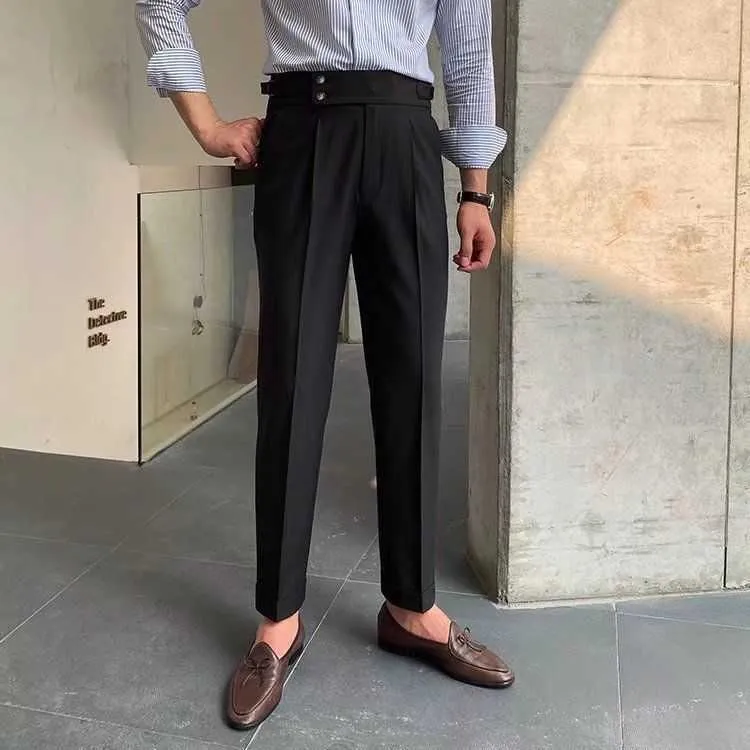 British High Waist Straight Office Pants Men Formal Italian British High Waist Straight Office Pants Men Formal Italian