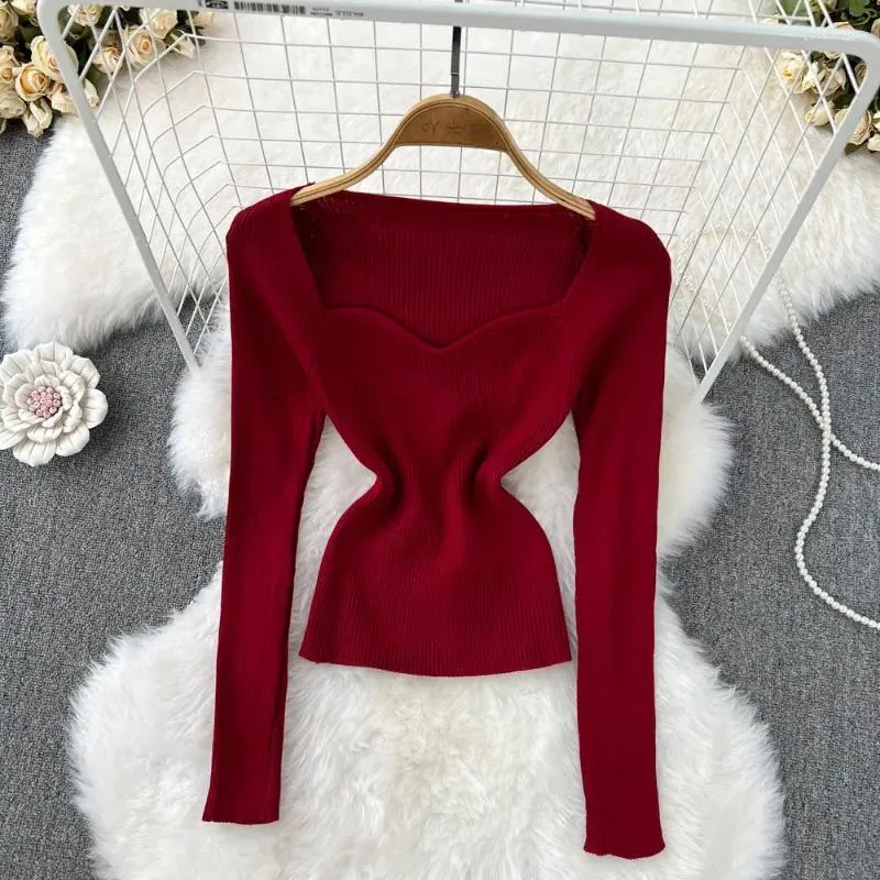 DHgate.com:Womens Knit Sweater, Red Korean Style Square Neck Pullover ...