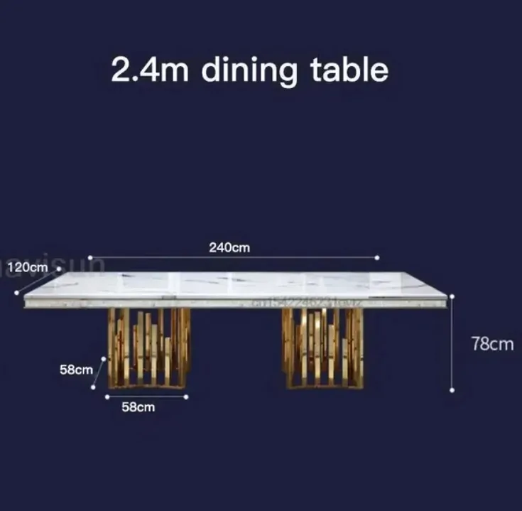 Luxury White Marble Dining Table And Chair Set Gold, Modern Rectangular ...