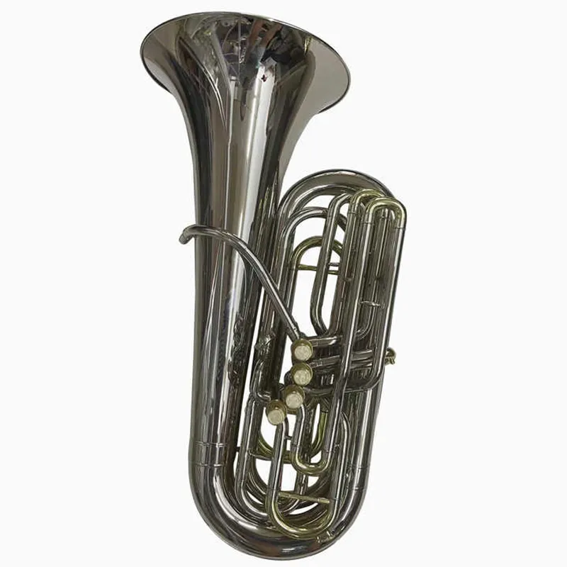 Student Bb Tuba - Nickel Plated, 4 Piston Valves, Beginner Instrument ...