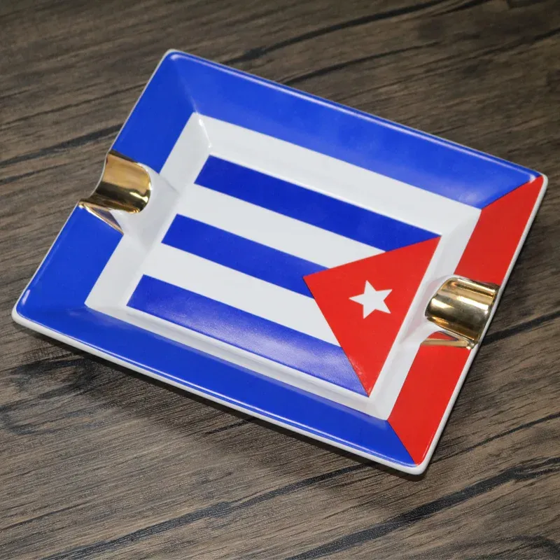 Unique Cigar Ashtray - Creative Cuban Flag Design, Ceramic Smoke Bowl ...