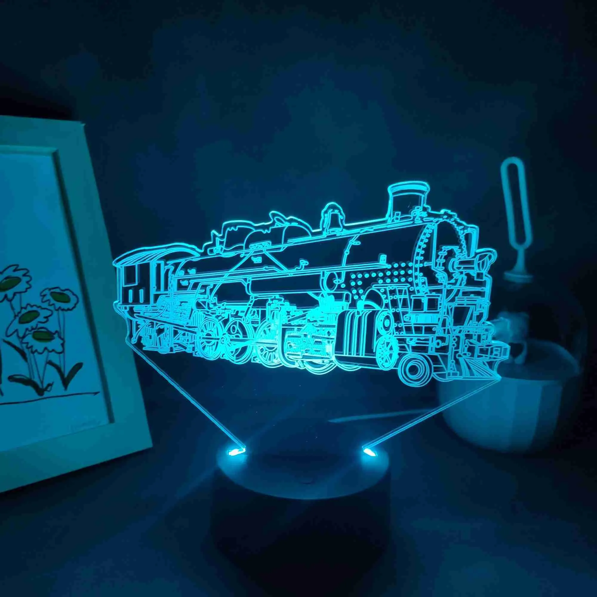 LED Neon Sign Steam Train Locomotive 3D Lava Lamps LED RGB Neon Touch ...