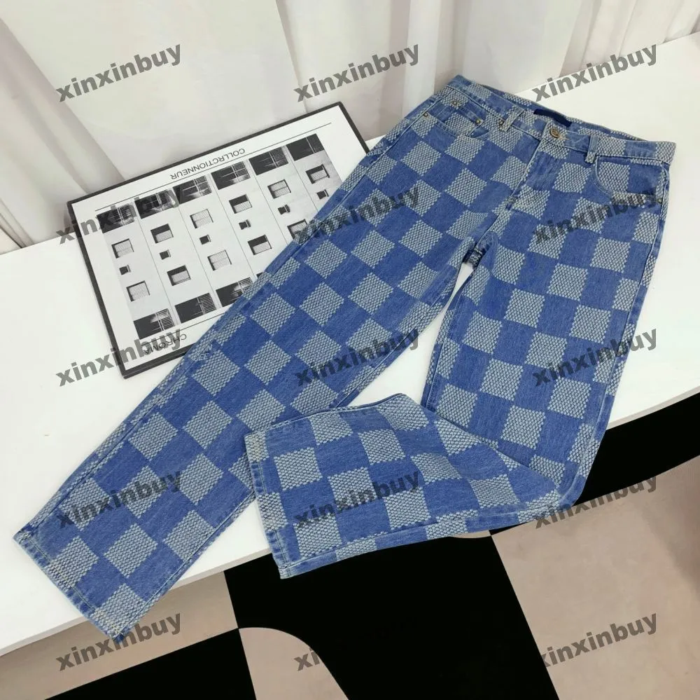 DHgate.com:Checkerboard Denim Paris Embroidery Jeans: Stylish Casual ...