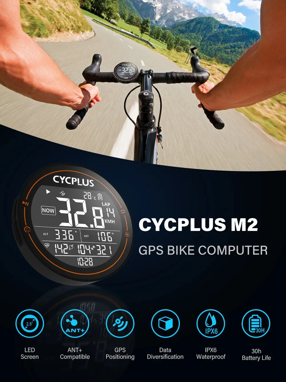 Wireless Bike Computer with GPS, CYCPLUS M2 Cycling Computer, ANT+ and ...
