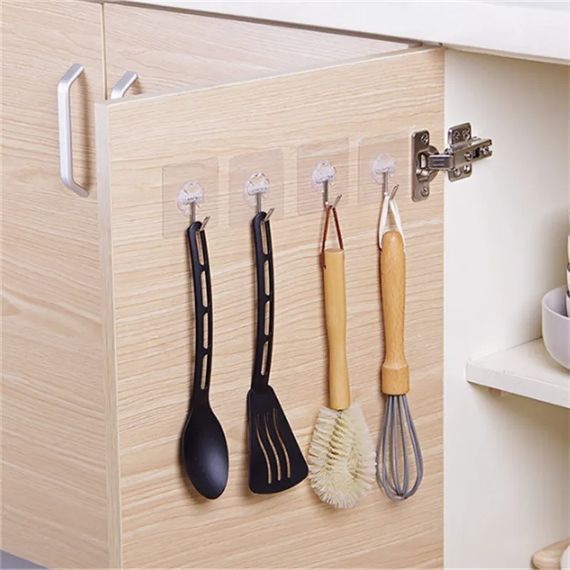 Strong Adhesive Hooks | Set Of 10 Clear Stainless Steel Wall Hooks For ...