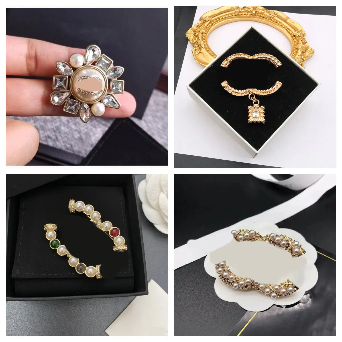 Brooch Brand Plated Gold Famous Double Letter Designer Pin For Women ...