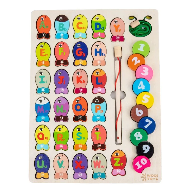 Wooden Fishing Toy: Magnetic Alphabet & Number Catching Game for ...