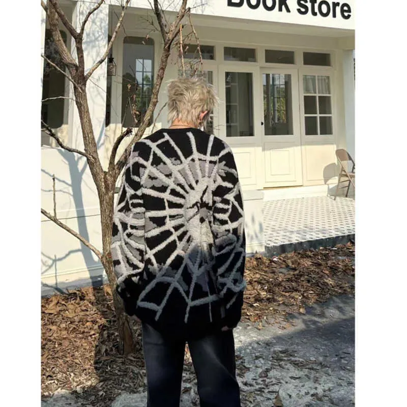 DHgate.com:Spider Web Card Collar Mens Casual Loose Knitted Sweater for ...