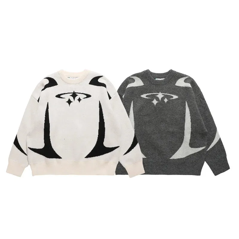 Men's Vintage Knitwear Y2K Stars Graphic Sweaters Winter Harajuku ...