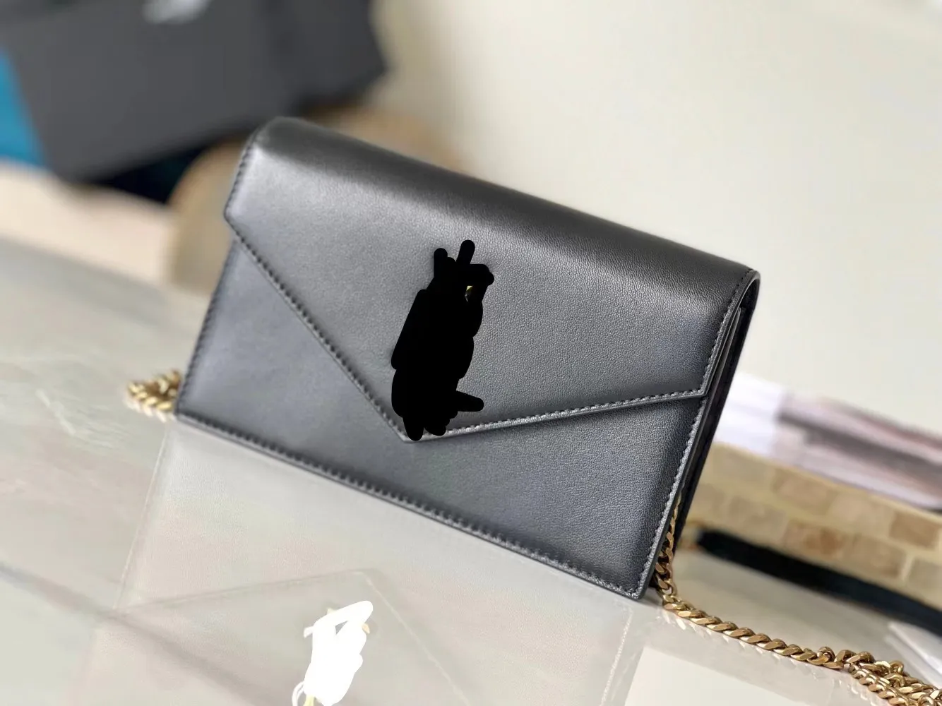 Imported Lambskin Flip Envelope Wallet for Women with Single Chain and ...