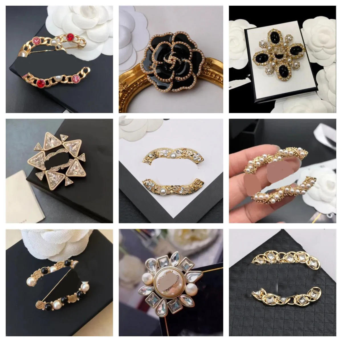 Designer Brooch for Women, Crystal Rhinestone Pearl Letter Brooches ...