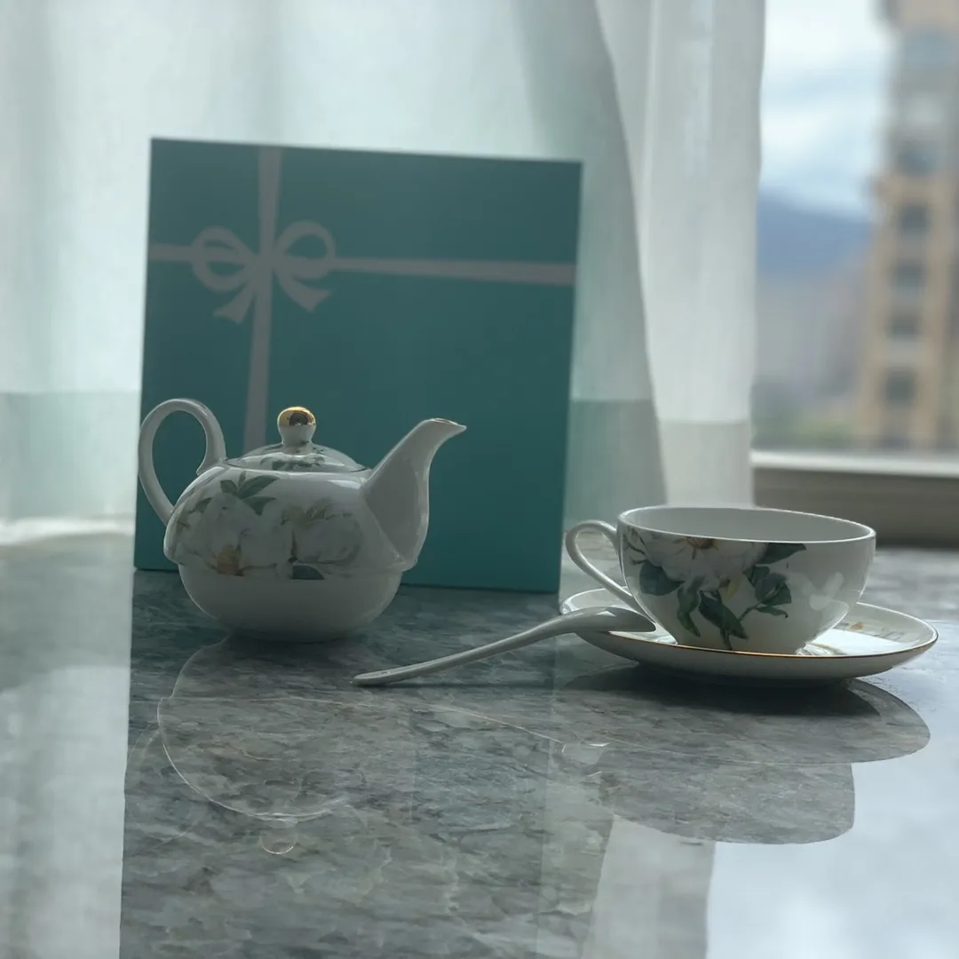 Designer Afternoon Tea Set: Bone China Teapot, Teacup, and Saucer Set ...