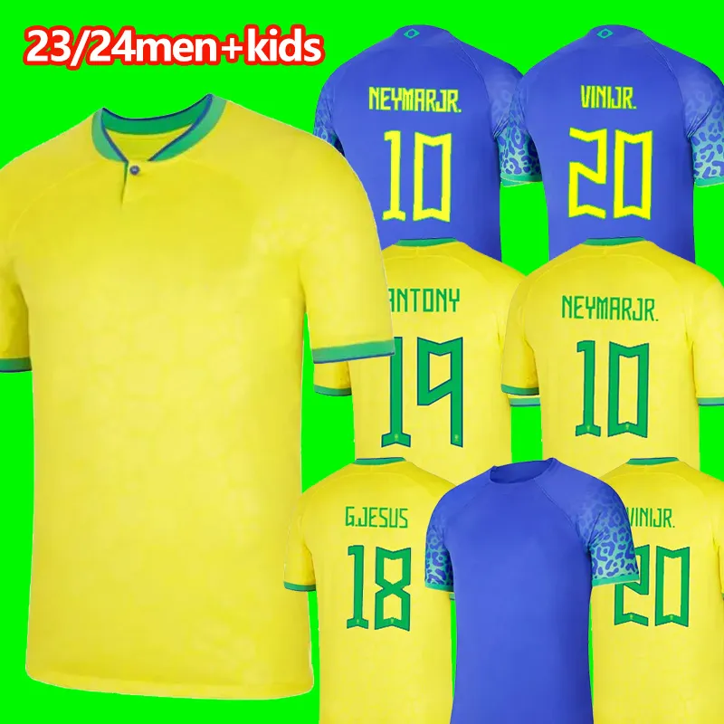 22/23 BrazilS Fans Player Version Mens Kids Football Kits Sets VINI JR ...