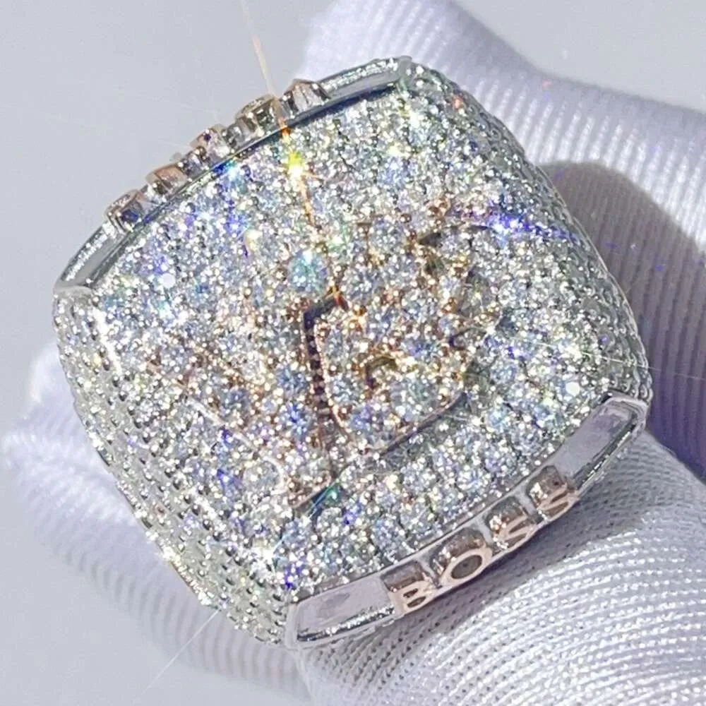 Men's Rose Gold Two Tone Iced Out Hip Hop Honey Comb Setting Custom ...