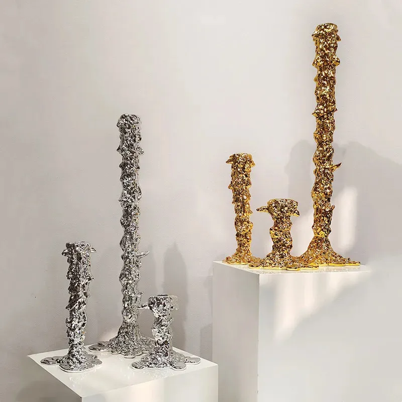 Golden Candlestick Resin Candle Holders For Wedding, Dining Table From ...