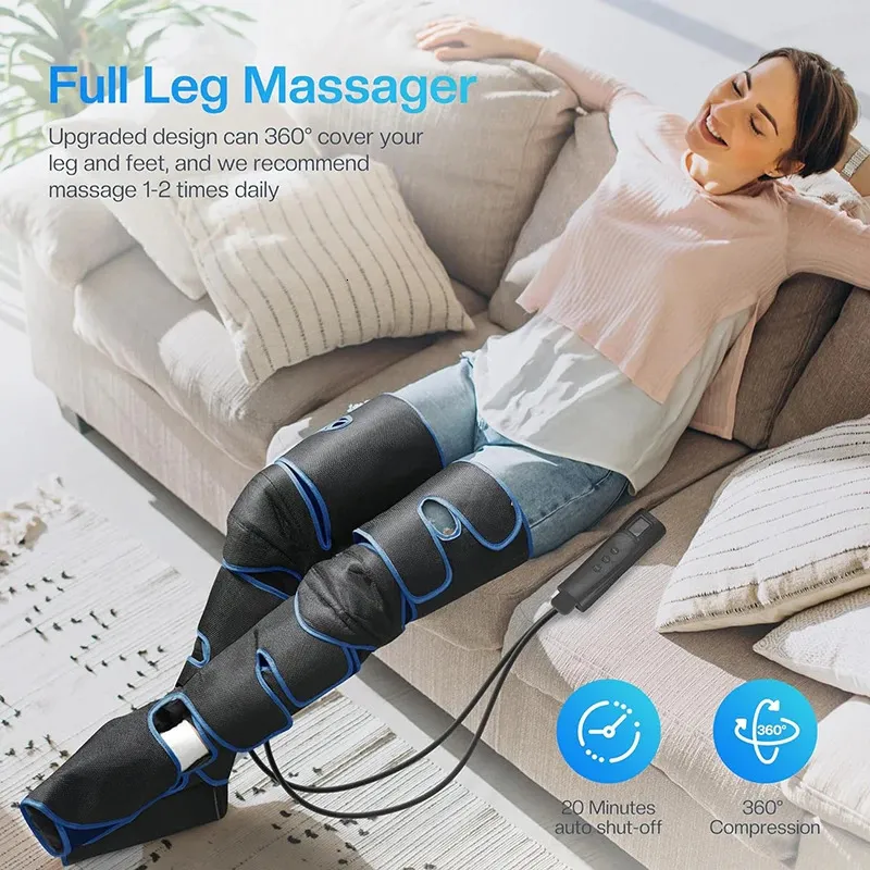 Leg Compression Massager With Heat Pneumatic Foot And Calf Wraps For ...