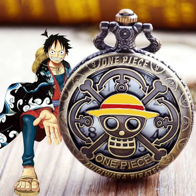 DHgate.com:One Piece Skull Fashion Retro Flip Pocket Watch Creative ...