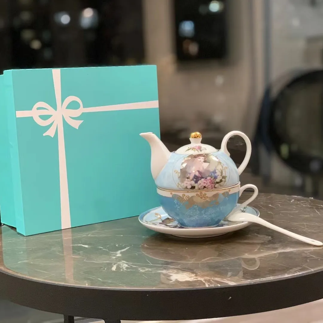 Designer Afternoon Tea Set: Bone China Teapot, Teacup, and Saucer Set ...