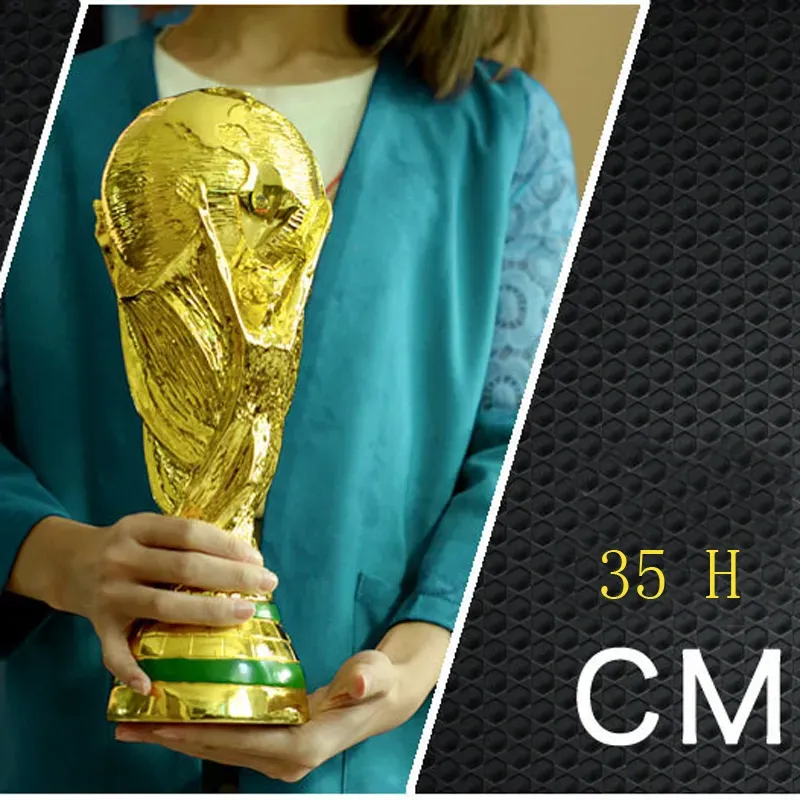 Big Size World Cup Football Champion Souvenir 35CM Golden Mascot Trophy ...