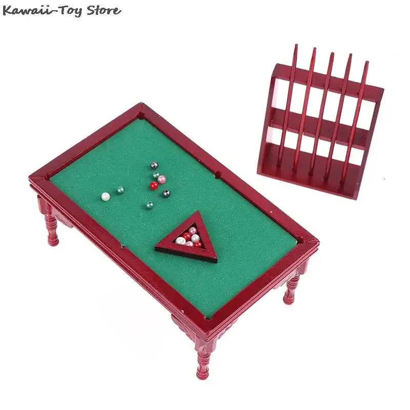 DHgate.com:1:12 Dollhouse Miniature Billiards Wood Pool Table Set Doll ...