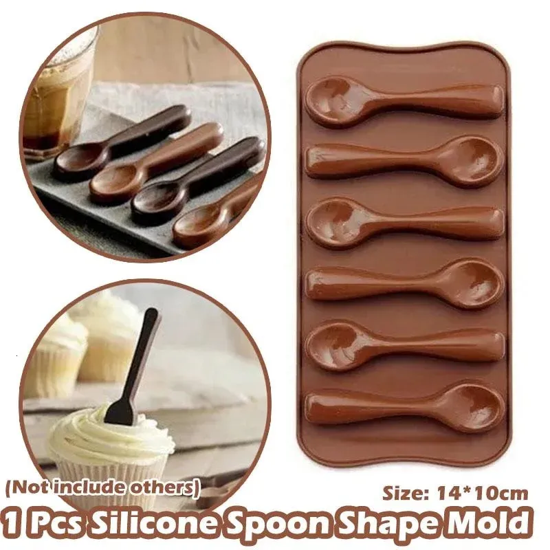 Silicone Spoon Molds - 6 Cavity DIY Chocolate Baking Mold, Cake ...