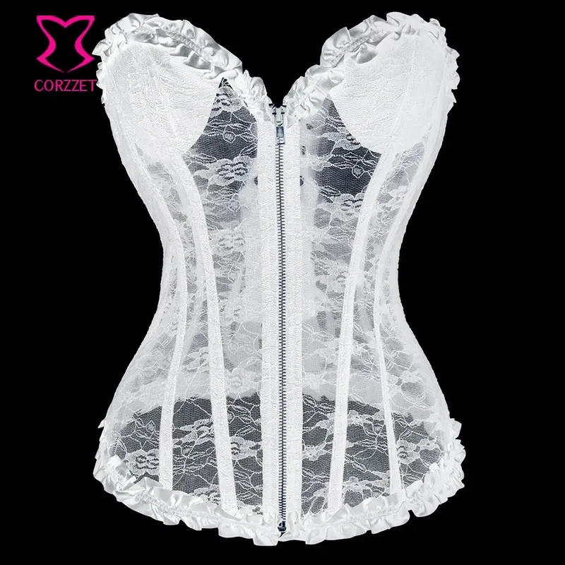 DHgate.com:Gothic Lace Corset Top: Padded Cup, Embroidery, Zipper, Push ...