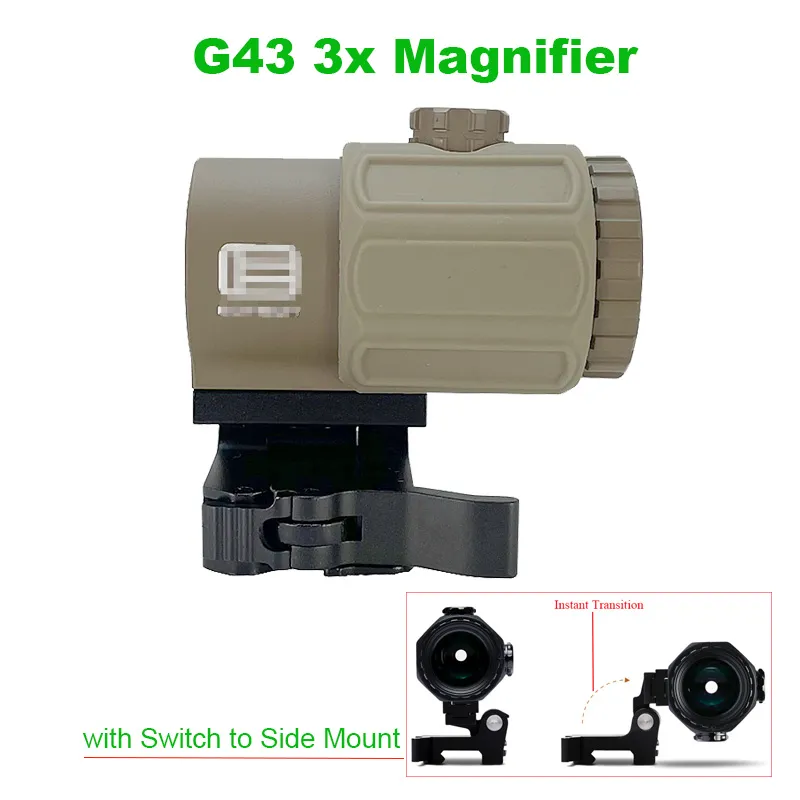 3X Tactical Magnifier Hunting Rifle Scope With Switch To Side Mount For ...