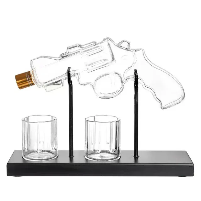 Exquisite Pistol Shaped Bar Tools Set Revolver Glass Decanter, Whiskey ...