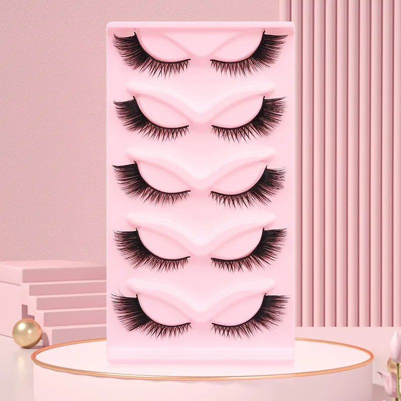 Natural Looking Fake Eyelashes Cat Eye Style Oblique Flying Lash Set, 5 ...