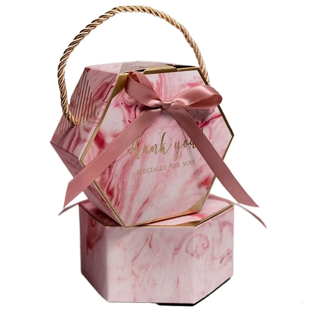 DHgate.com:Creative Marble Hexagon Gift Boxes with Handle for Wedding ...