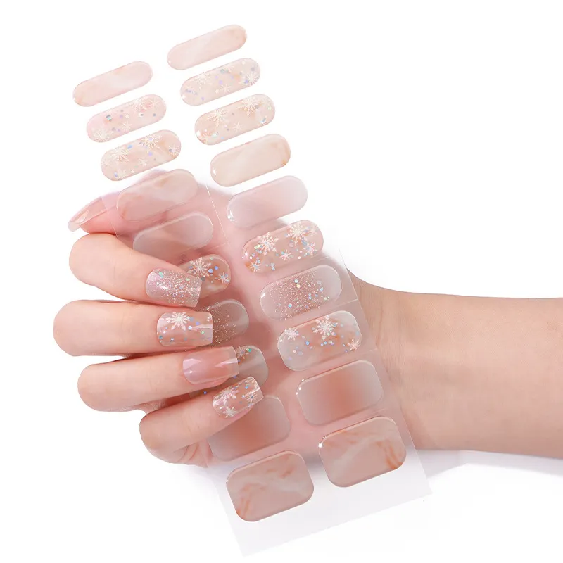 DHgate.com:French Tip Nail Strips, 20Pcs Semi-Cured Gel Nail Wraps ...