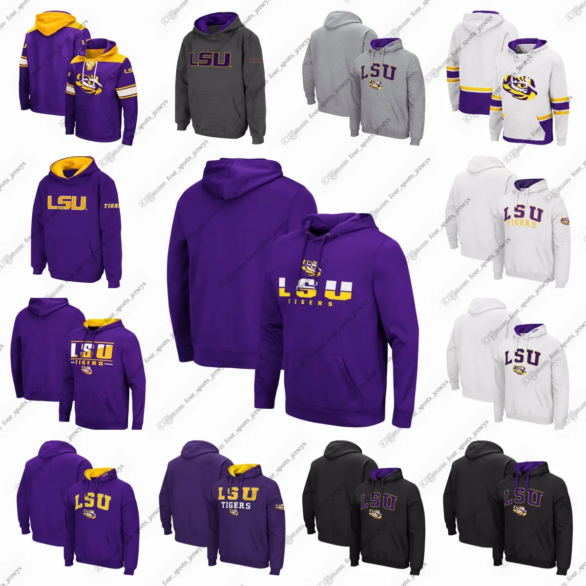 Men's Colosseum LSU Tigers Hoodie Lace Up Pullover Customizable Name ...
