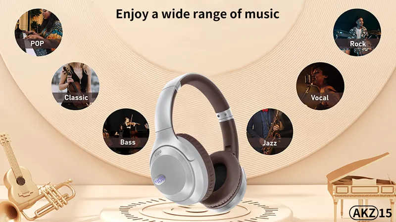 Long Standby Waterproof HiFi Gaming Headset With LED Display And Bluetooth 5.3 Technology AKZ ...