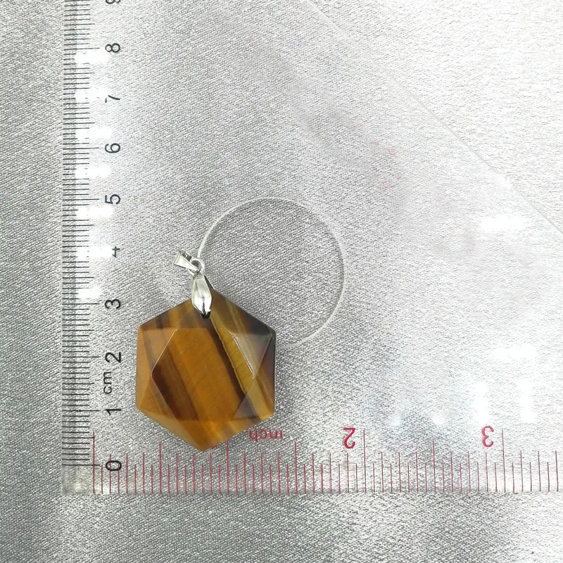 Six Pointed Stone Pendant Necklace: Natural Gemstone Charm With ...