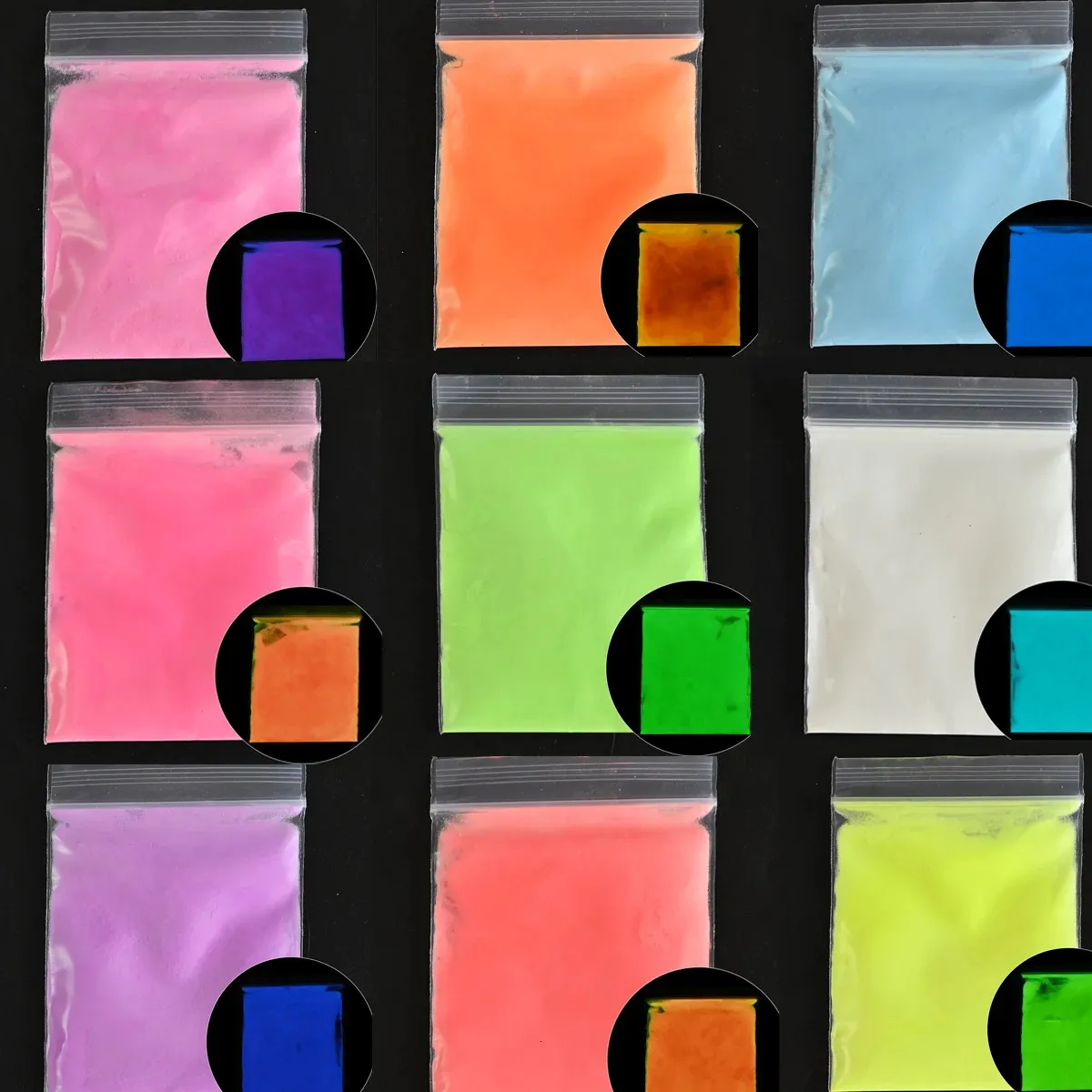 12-Color Glow-in-the-Dark Acrylic Powders and Liquids Set for Nail Art ...