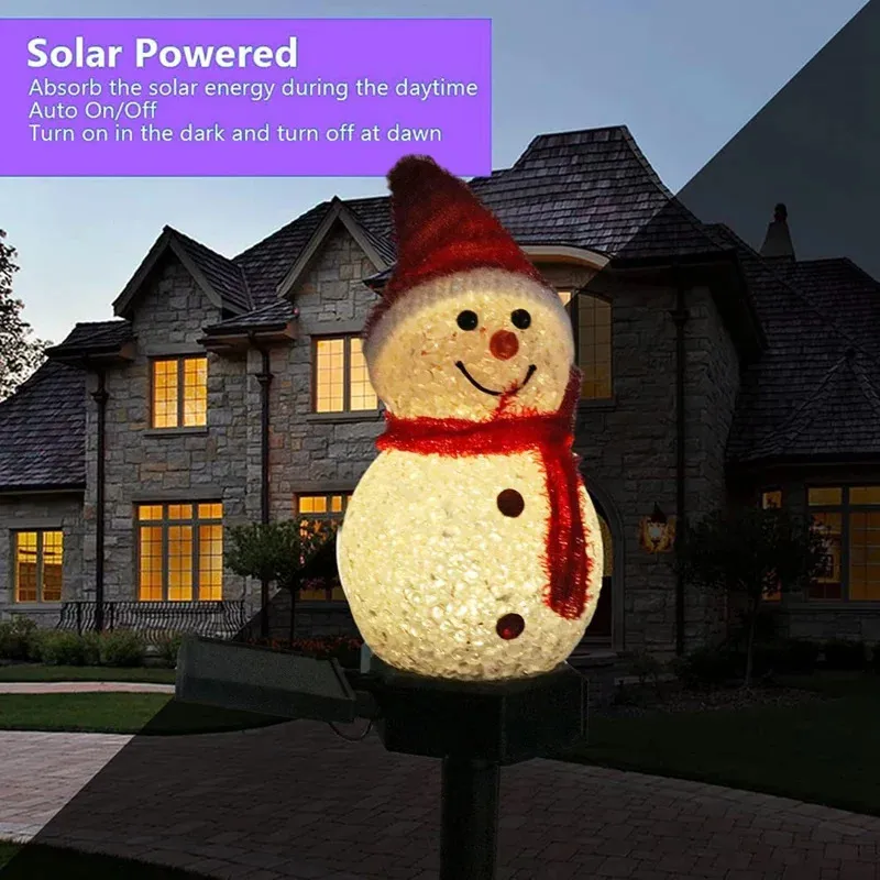 Garden Decorations Christmas Light Solar Snowman Outdoor Powered Stakes ...