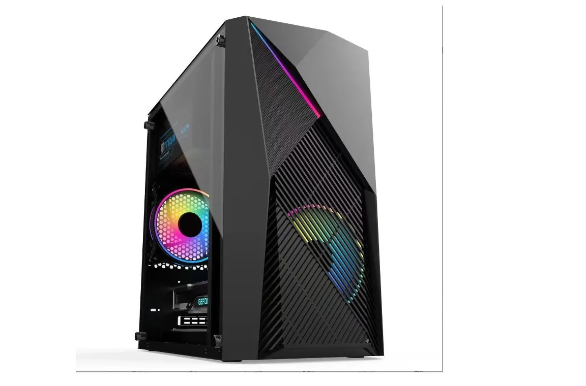 Black Gaming Case With Back Line Support For M AtX/ITX Desktop And ...
