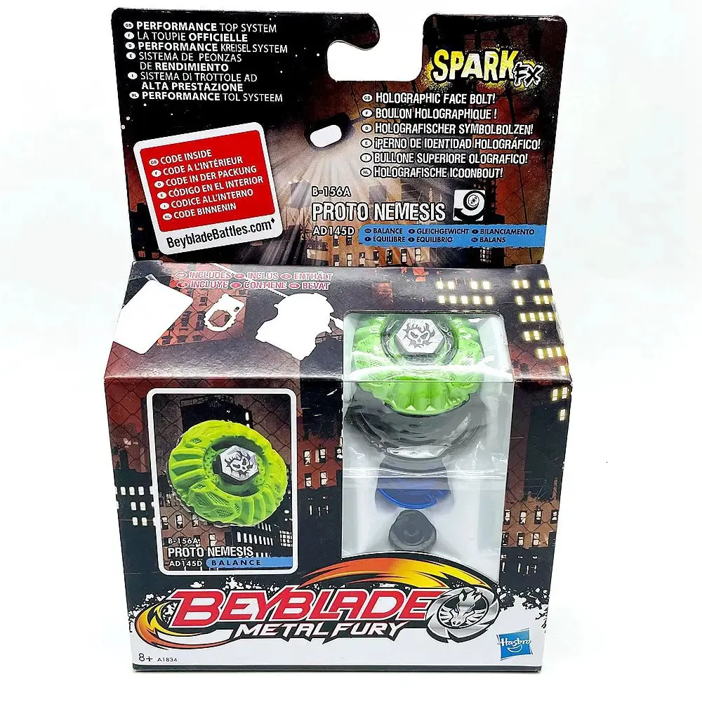 4D Beyblades BEYBLADE Metal Fury B 156A Spark Fx Proto Nemesis AD145D ...