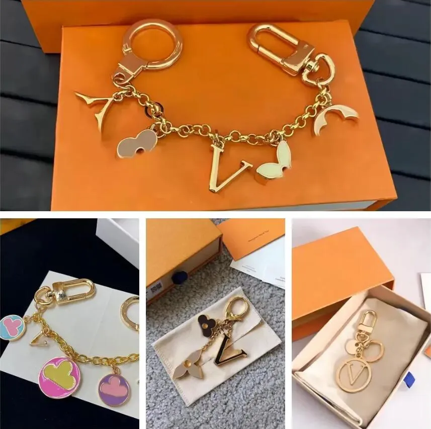 Designer keychains with letters and diamonds, silver and 18K gold plated alloy, unisex buckle ...
