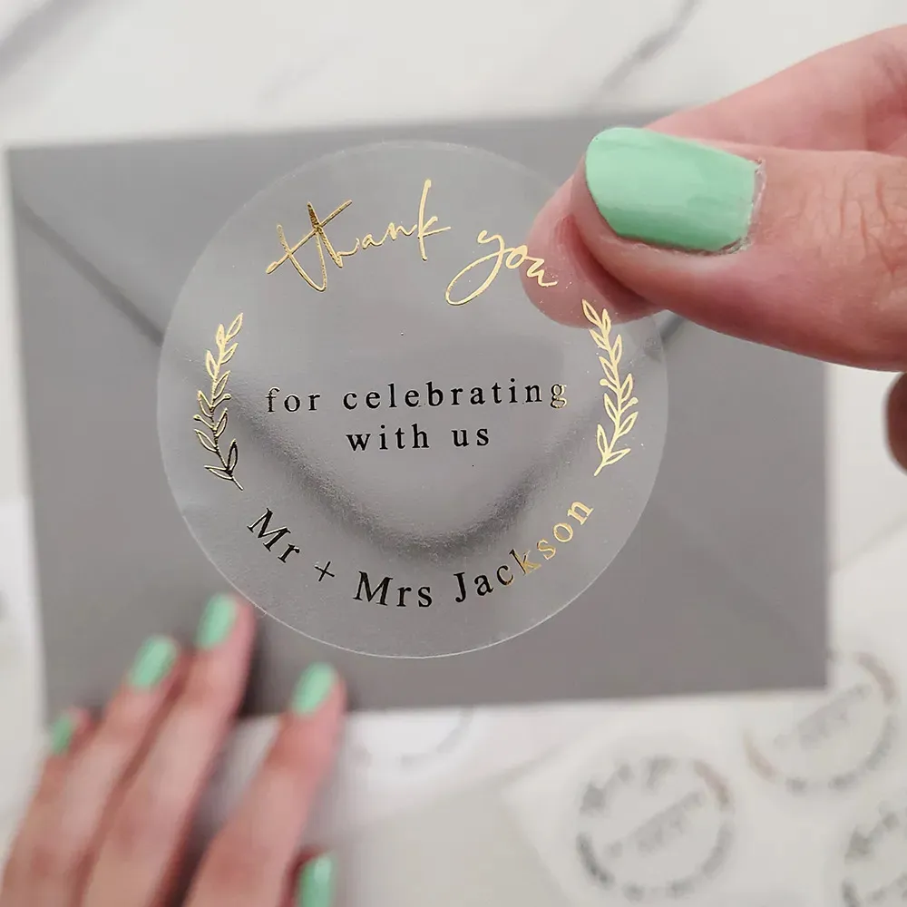 Personalized Gold Foil Stickers: 50 Custom Labels for Wedding Favors ...