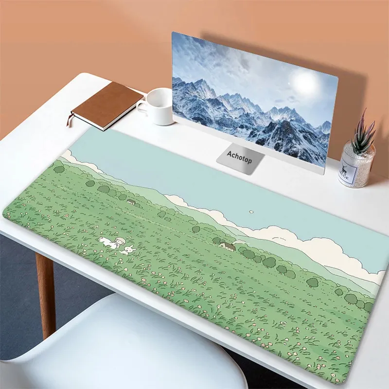 Ergonomic Mouse Pad Wrist Rest With Green Plant Design, Large Desk Mat ...
