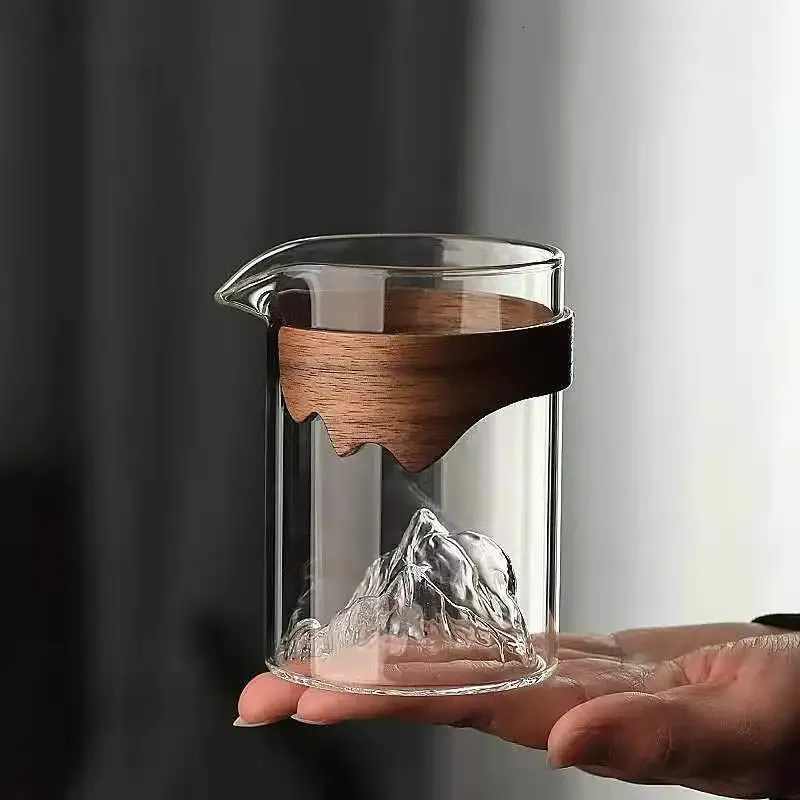 Glass Tea Set with Wood Handle, Large Tea Pitcher, Transparent Heat ...