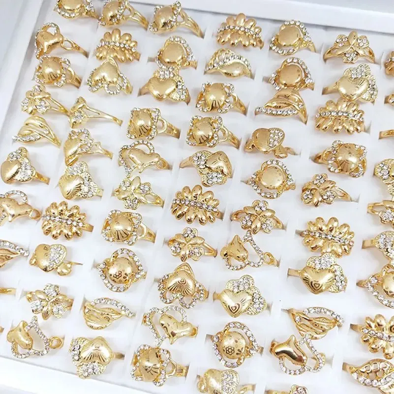DHgate.com:10pcs Vintage Gold Mix Rings Set for Women, Heart Flower ...