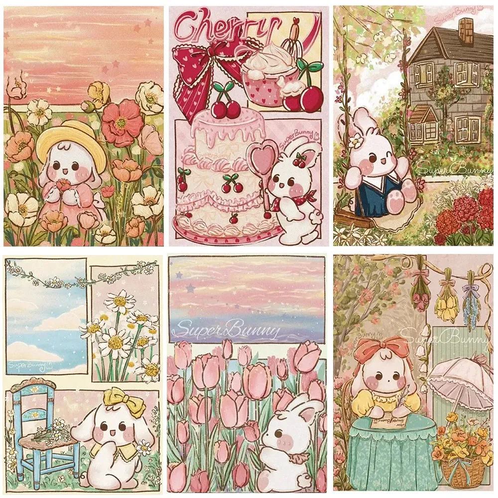 DIY Diamond Painting Kit - Cute Rabbit 5D Embroidery, Full Drill Square ...