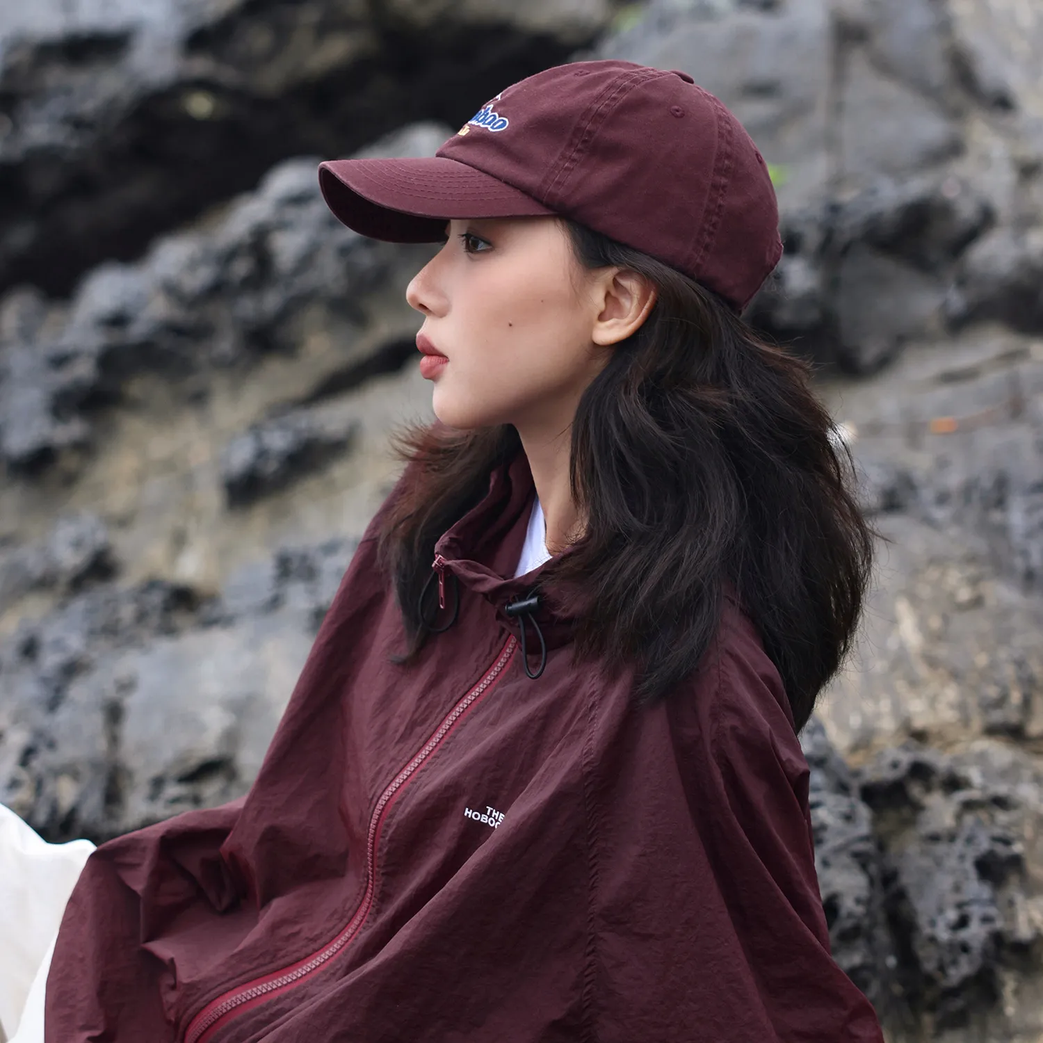 Embroidered Letters Jujube Red Duckbill Cap, Summer Sun Protection Sun ...