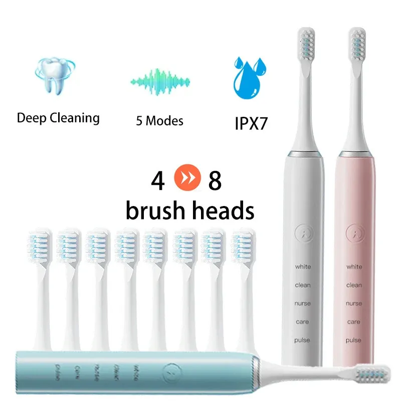 Ultrasonic Sonic Toothbrush: Timer Brush, Rechargeable, Washable ...