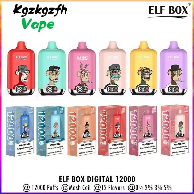 Original Elf Box Digital 12000 Puffs Puff 12K Disposable Vape Mesh Coil ...