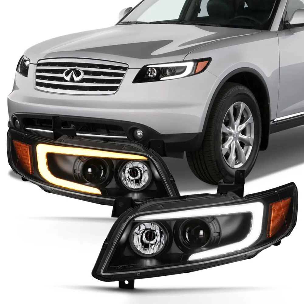 DHgate.com:Black LED Tube DRL Switchback Projector Headlight for FX S50 ...